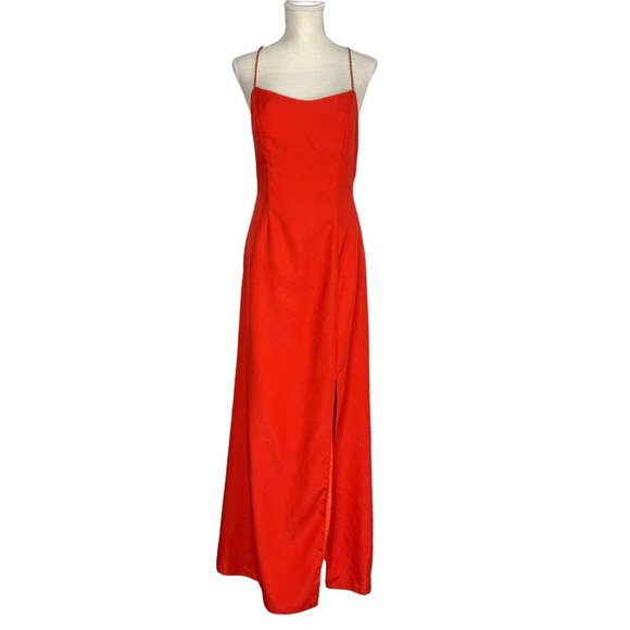 Vintage | Dresses | Nwt Vintage 9s Red Spaghetti Strap Full Length ...